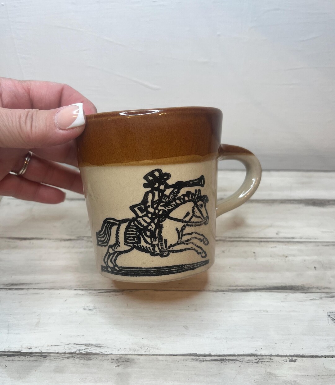 Vintage Holt-howard Fox Hunt Transferware Stoneware Coffee Mug Horse ...