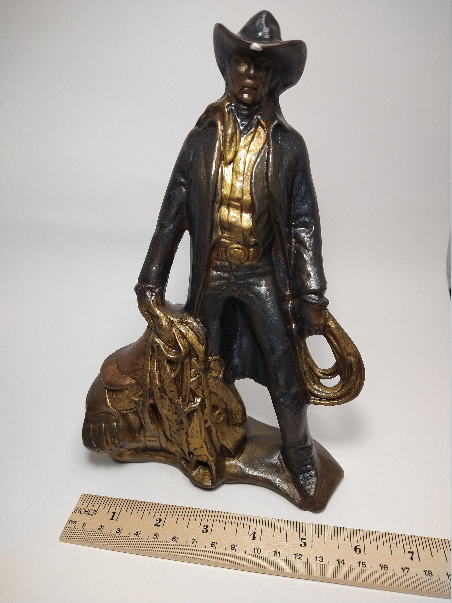 Vintage Western Cowboy Figurine w/ Saddle Ceramic Painted | Etsy