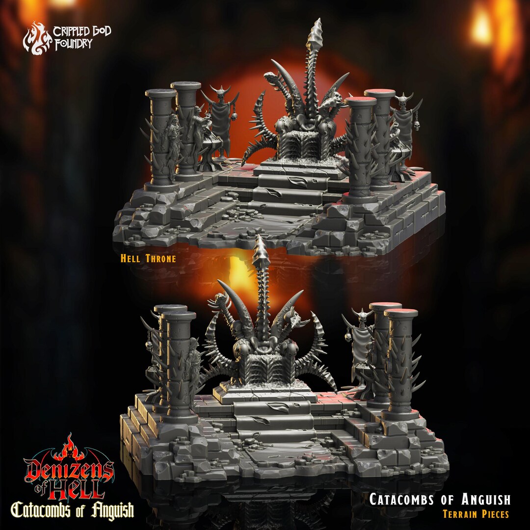 Throne of Anguish 3D Printed RPG Demon Throne Terrain Piece 15 Pieces ...