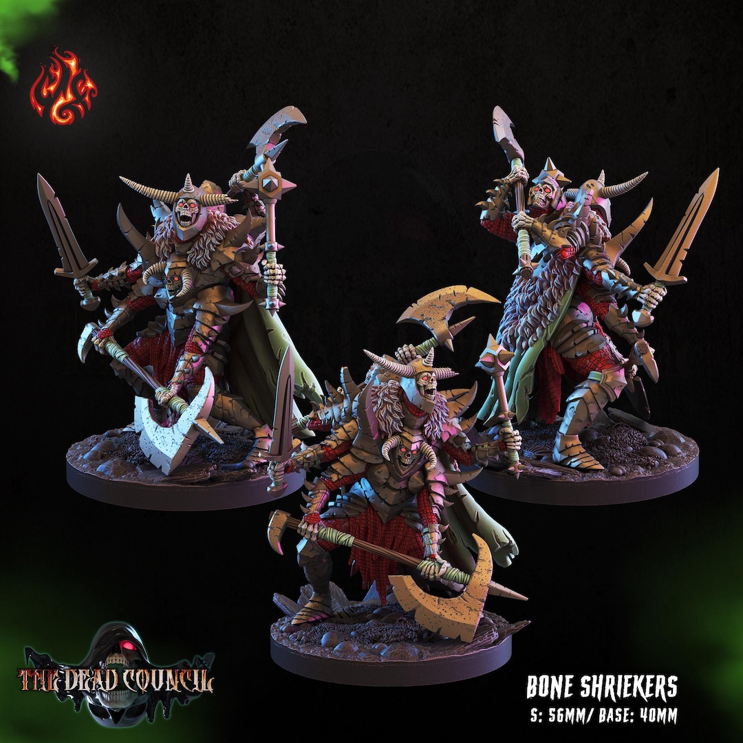Bone Shriekers, Undead Warrior Miniatures - 56mm Miniature - Unpainted ...