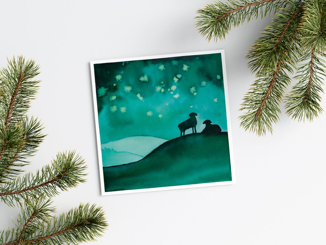 Christmas Nativity Scene Card Sheep Silhouette Christmas - Etsy
