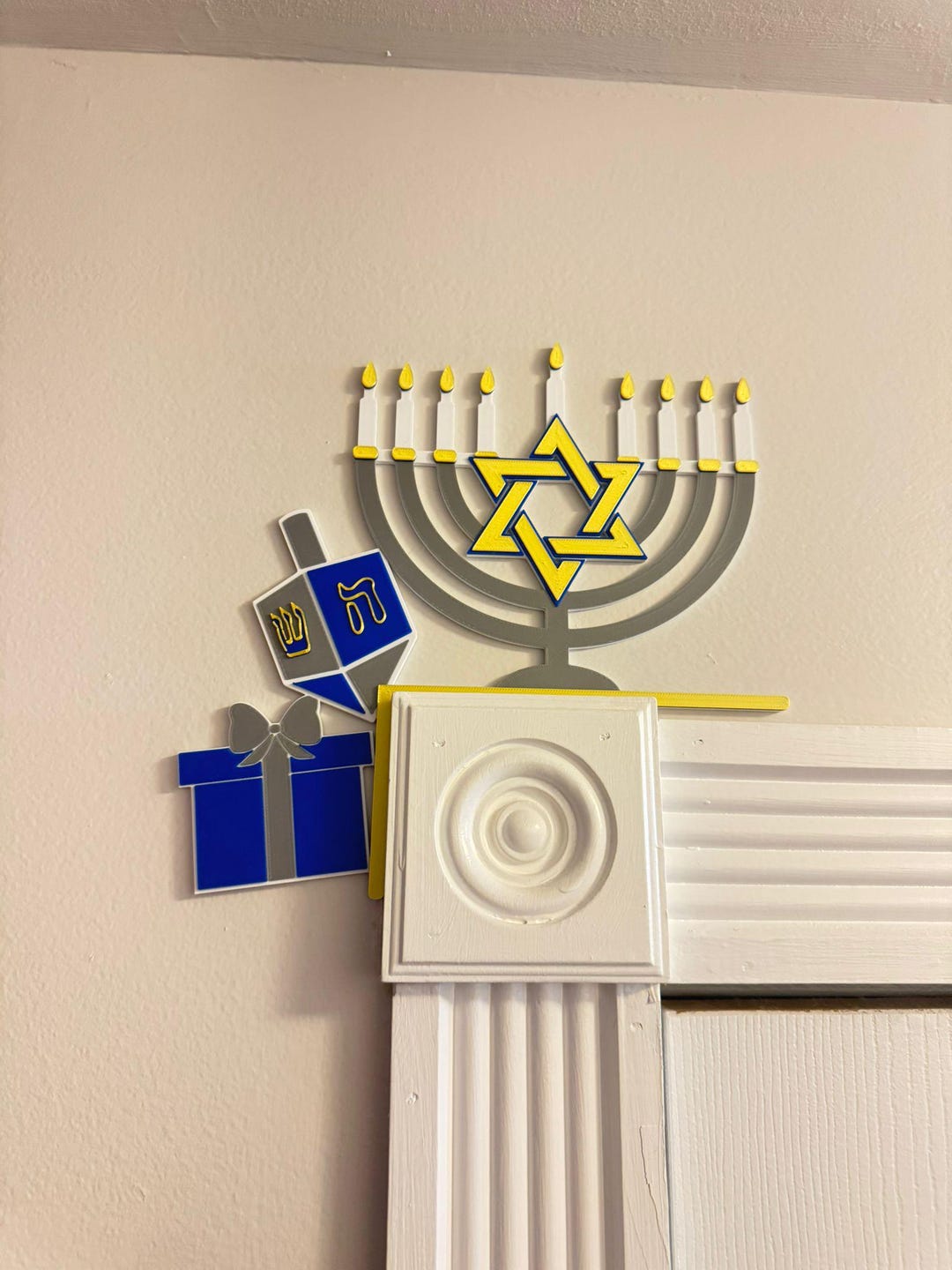 Custom 3D Printed Hanukkah Door Topper – Menorah, Dreidel, Star of ...