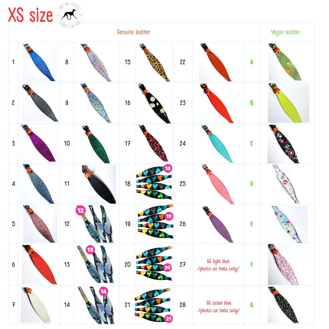 All SMALL Size Fishtail Collars, Italian Leather and Vegan-leather ...