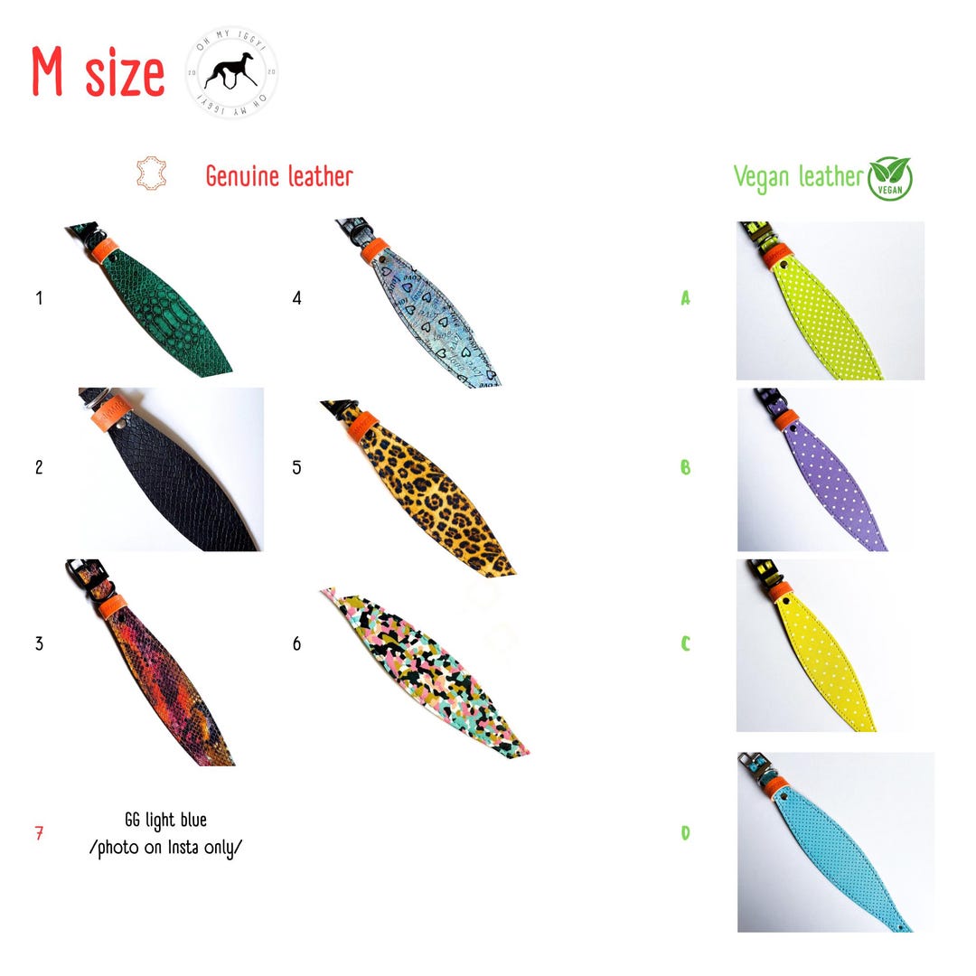 All M-size Fishtail Dog Collars: for Medium Breeds, Whippet, Poodle ...