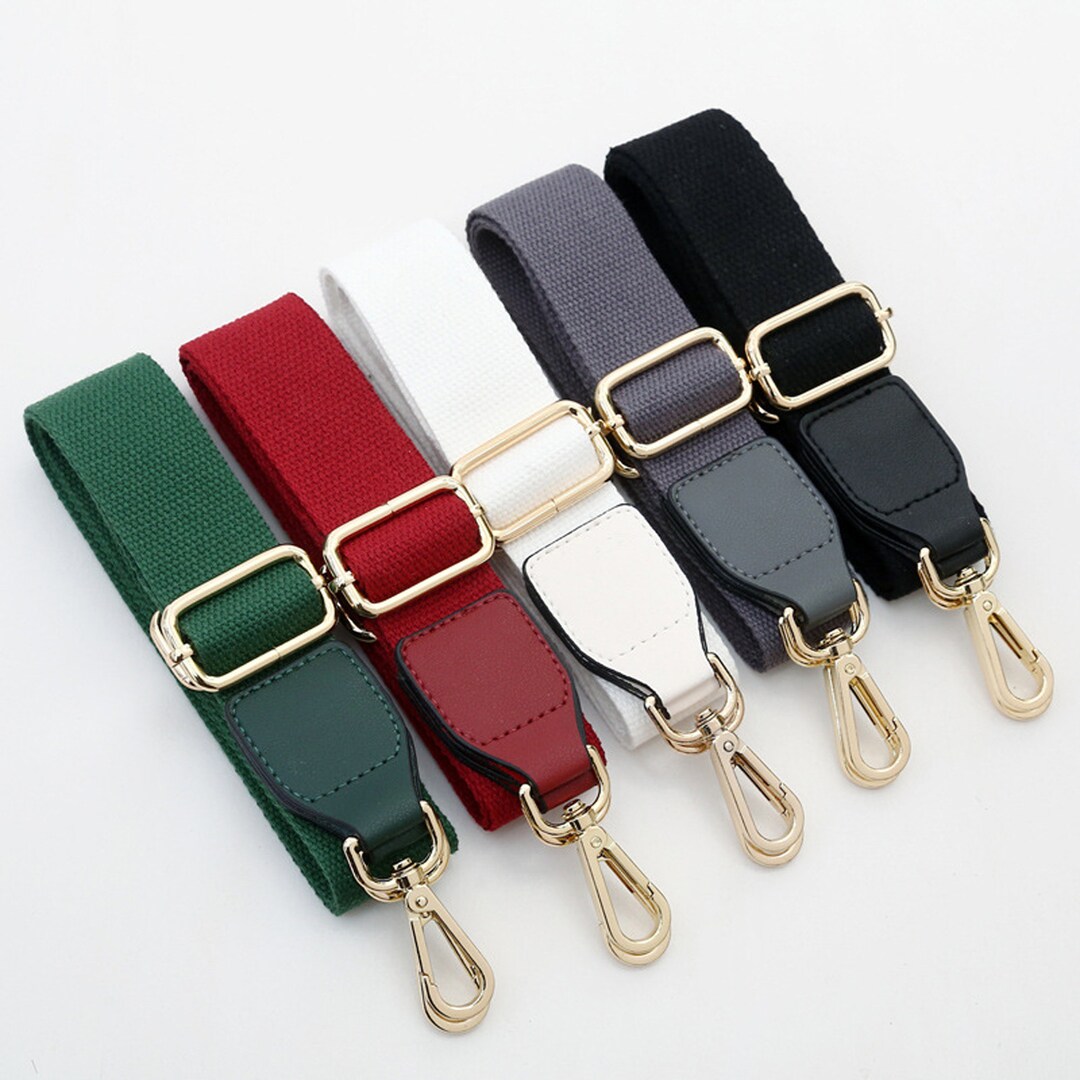 Adjustable Cotton Webbing Bag Strap, Leather Accents - Etsy