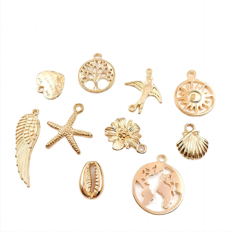 100pcs Gold Bulk Charms Lot, Mixed Random Pendants - Etsy