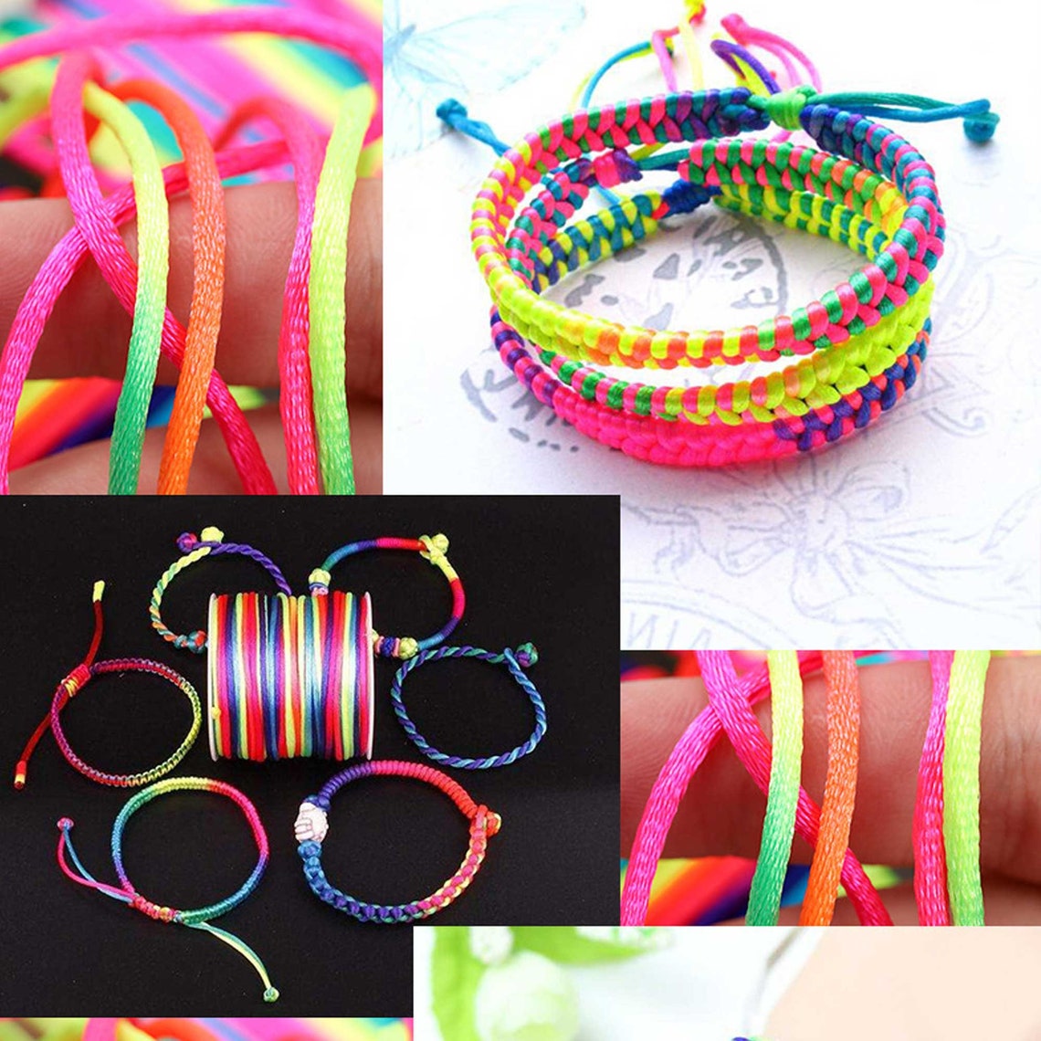 Rainbow Colourful Beads String Rat Tail Cord Bracelet Cord - Etsy