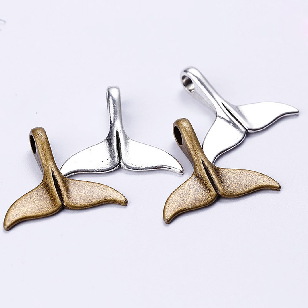Antique Whale Tail Charms, Bronze & Silver Pendants (33x29mm) - Etsy