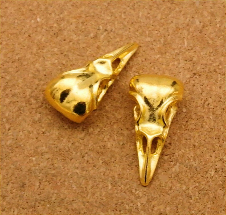 Bronze Raven Skull Pendant, Gothic Raven Charm Skulls, Corvus Corax ...