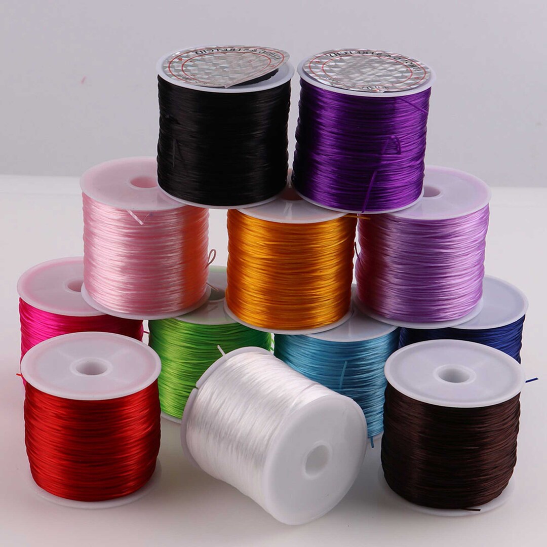 Flat Strong Stretchy Cord, Small Elastic Cord, Black Flexible Bead Cord ...