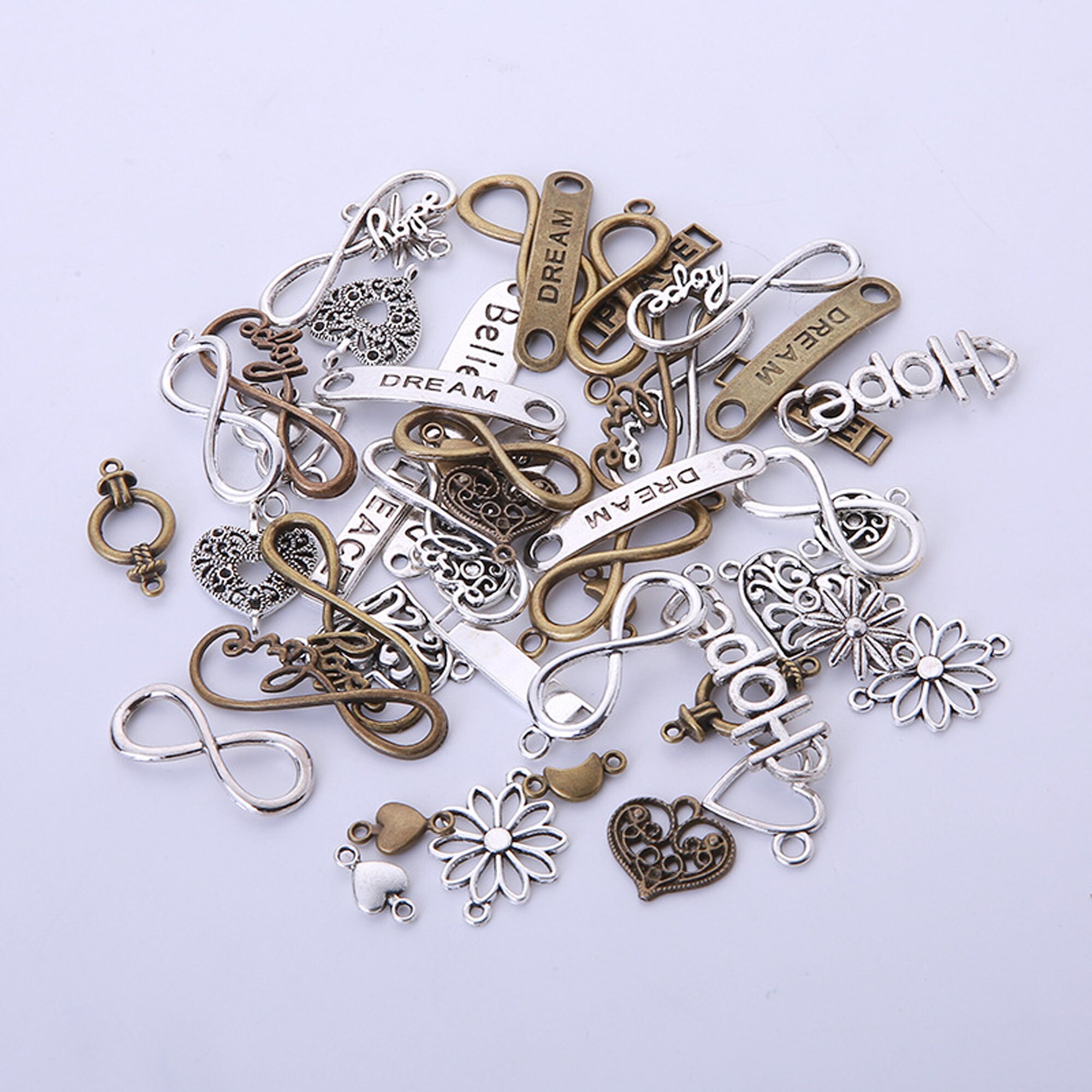 Wholesale Words Metal Connector Charms, Mixed Charms Collections, Bulk ...