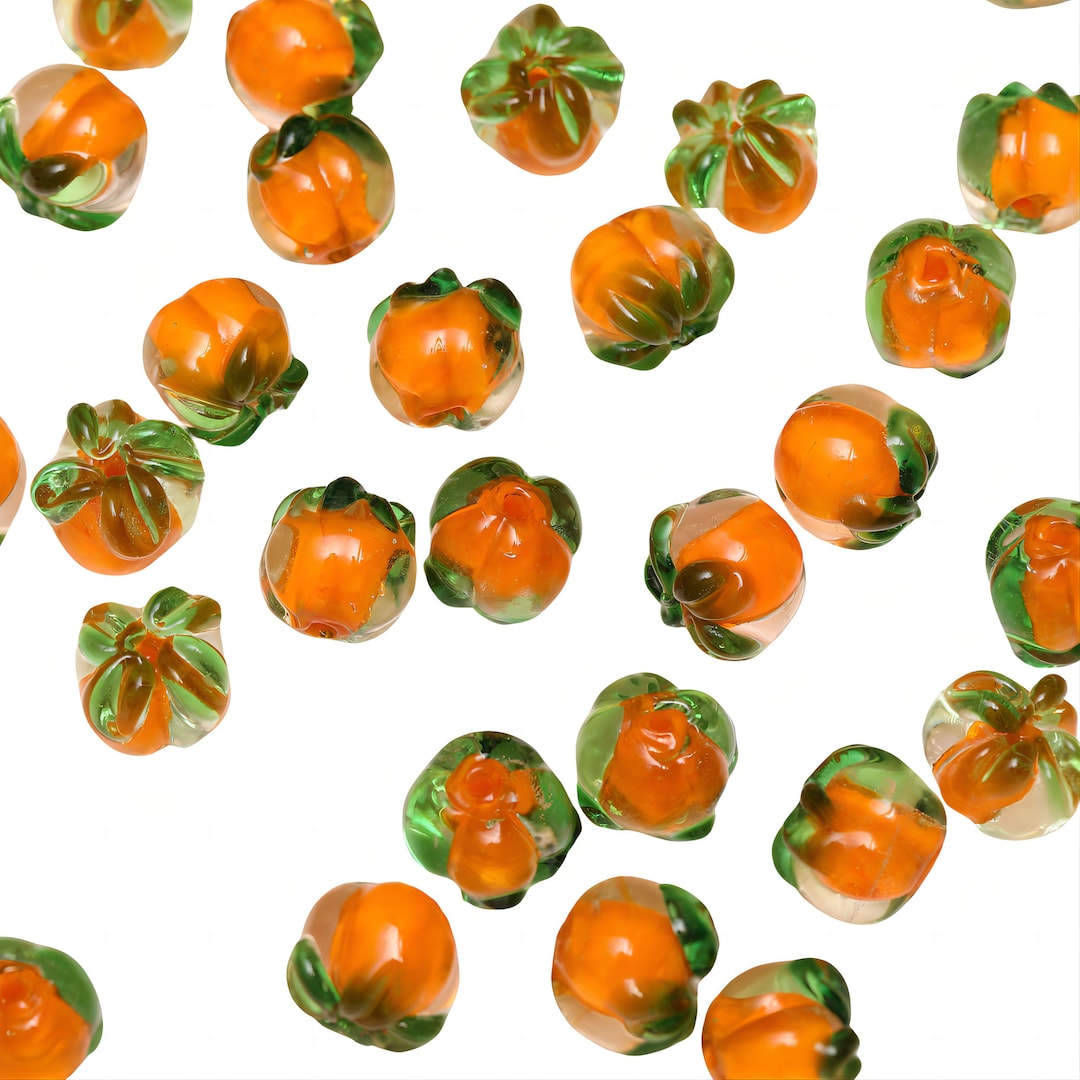 Persimmon Glass Bead Charms, Fruit Pendants, DIY Jewelry (12mm) - Etsy