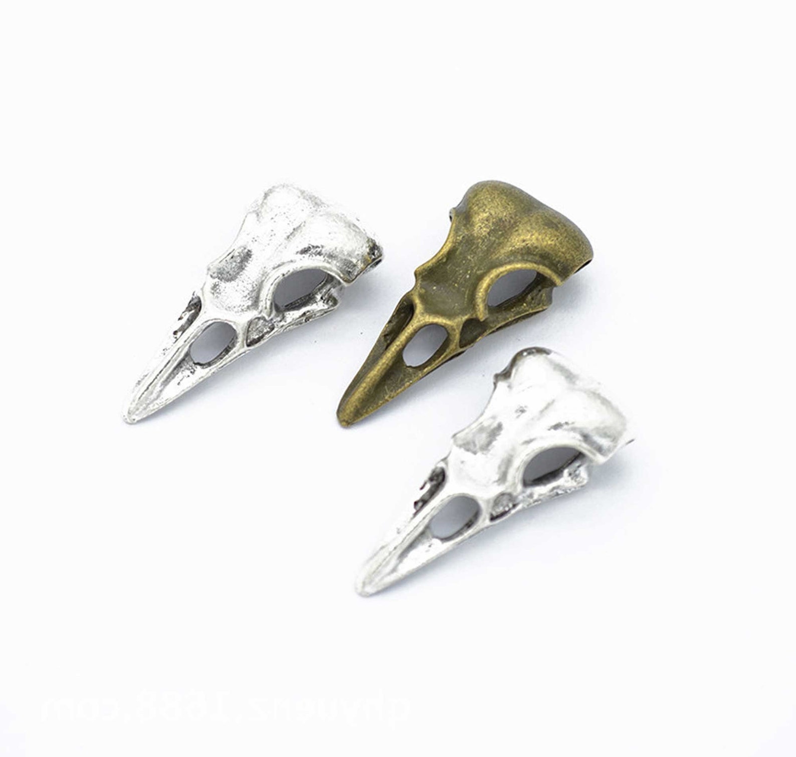 Bronze Raven Skull Pendant, Gothic Raven Charm Skulls, Corvus Corax ...