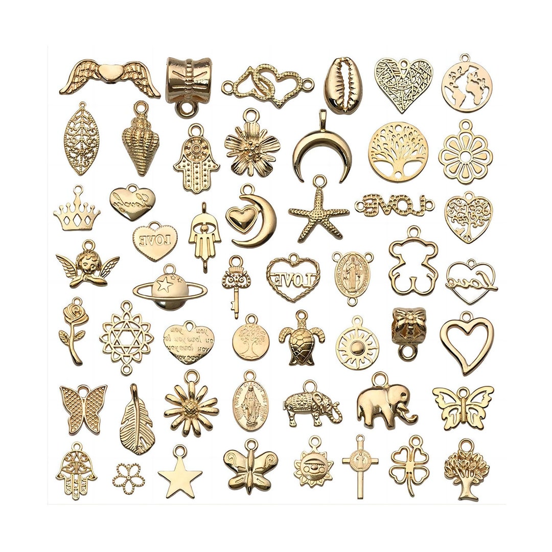 100pcs Gold Bulk Charms Lot, Mixed Random Pendants - Etsy