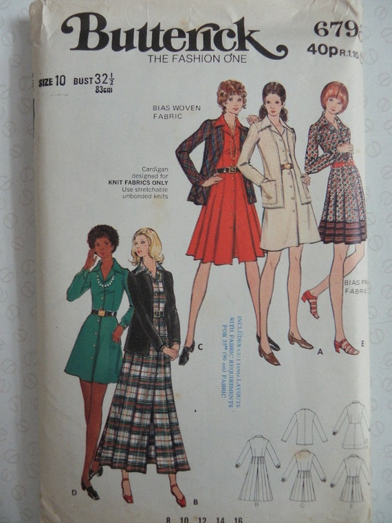 1970s Butterick 6796 Sewing Pattern Ladies Dress Shirt Front - Etsy