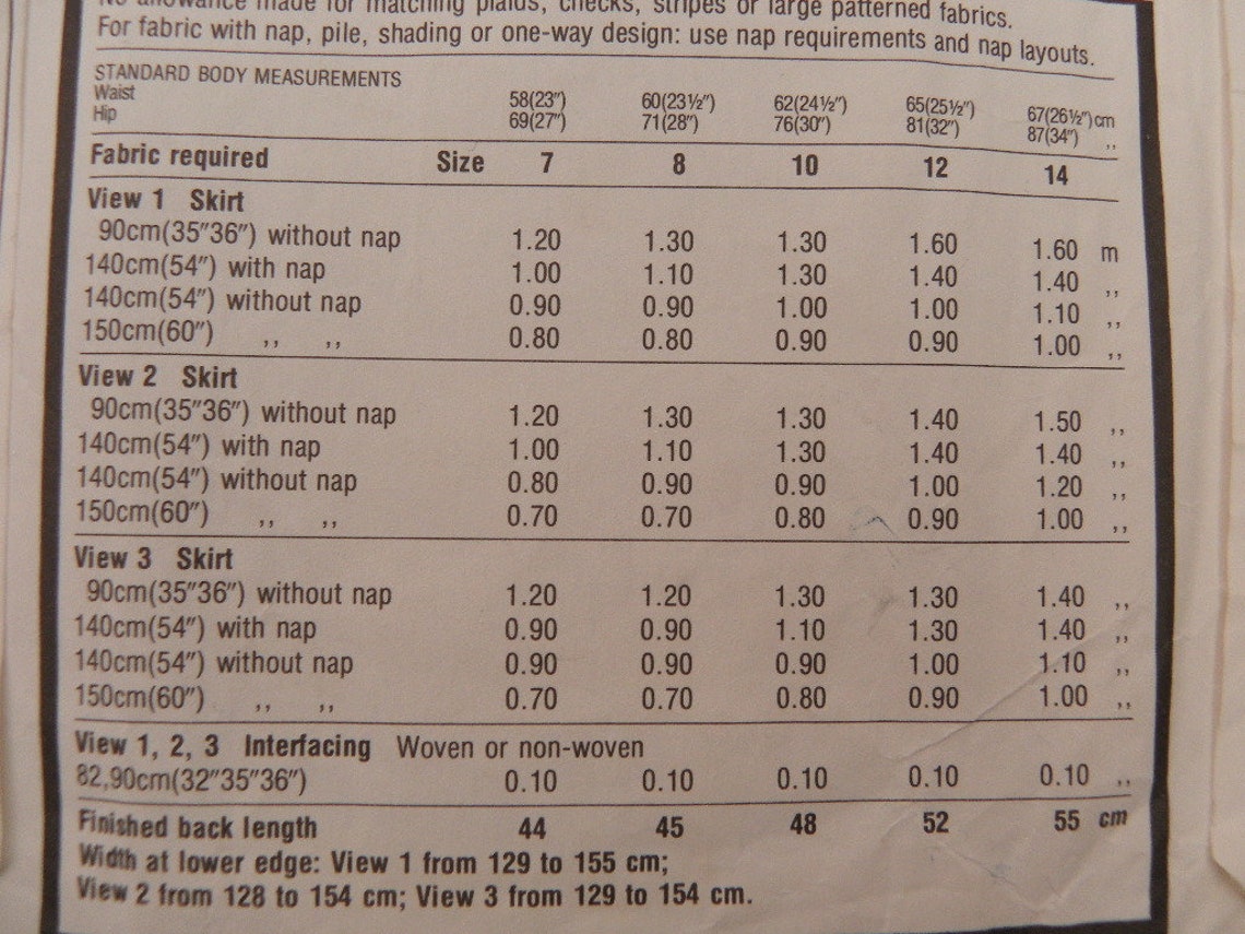 1981 Style 3437 Sewing Pattern Girls School Uniform Skirt A Line Skirt ...