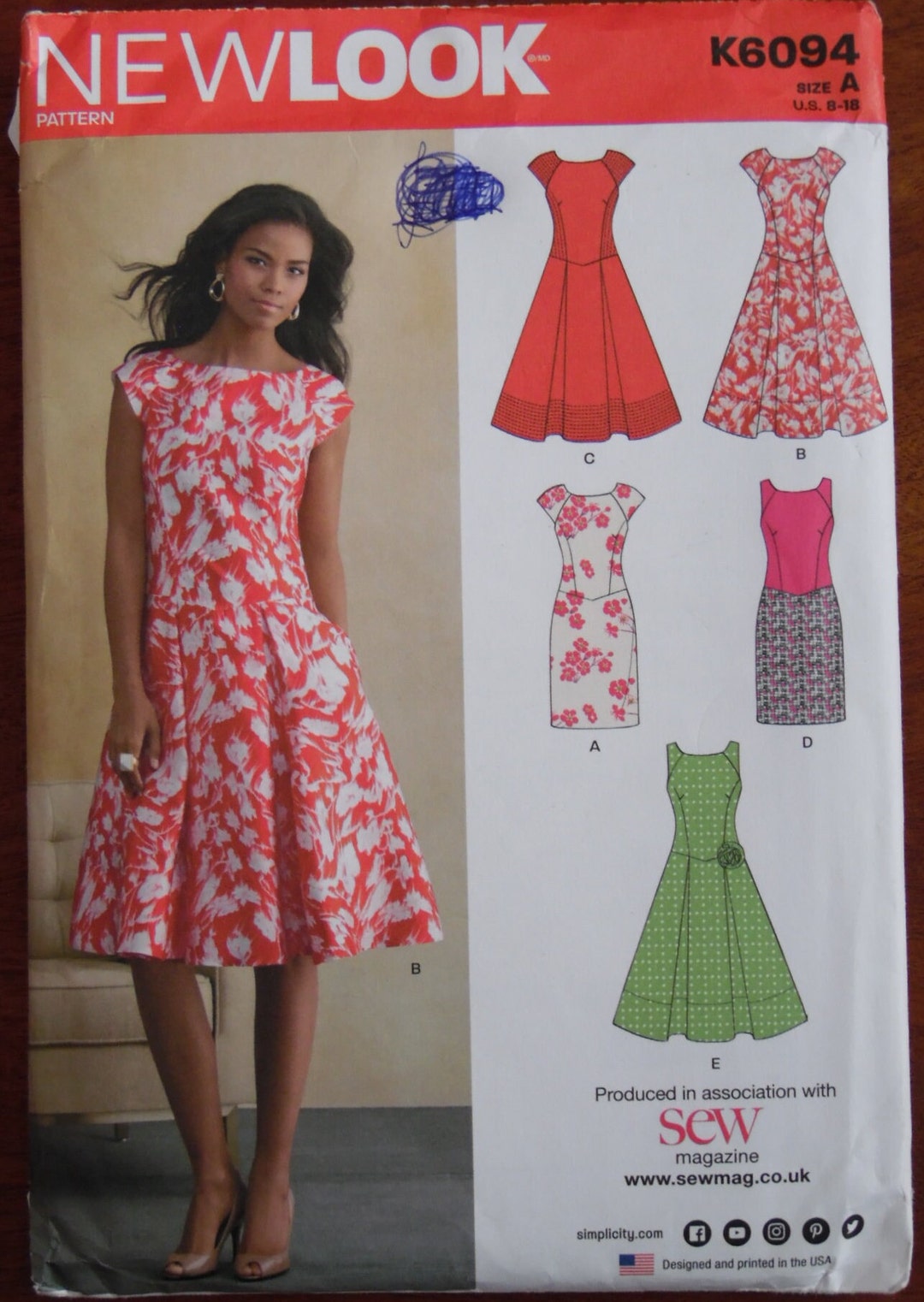 New Look 6094 Sewing Pattern Ladies Inverted Pleated Dress Uncut Size ...