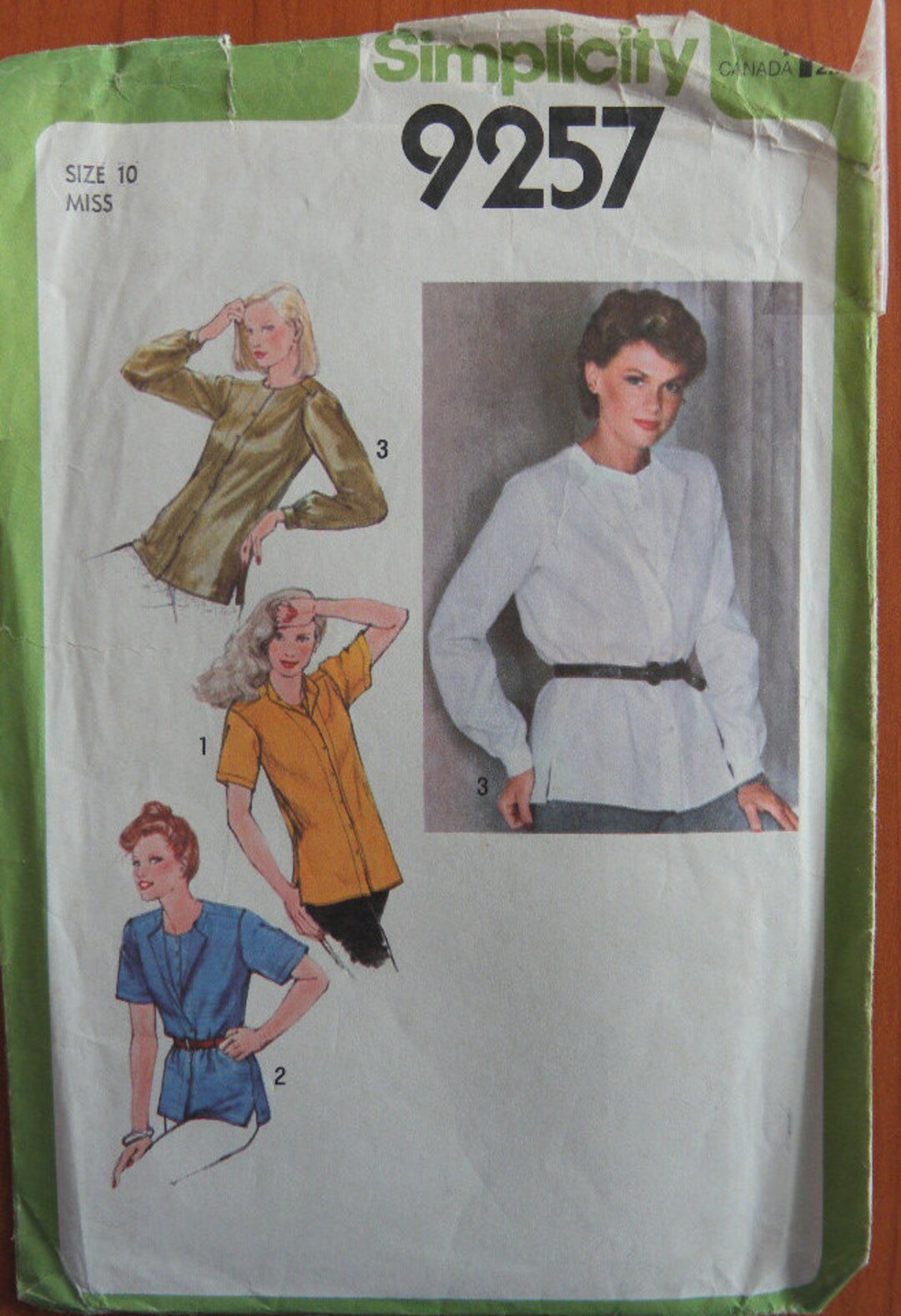 1979 Simplicity 9257 Sewing Pattern Ladies Top Blouse Stitched Blouse ...