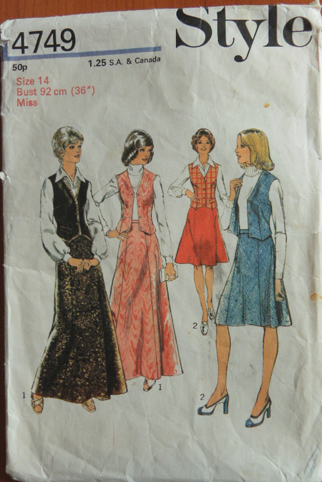 1974 Style 4749 Sewing Pattern Ladies Midi Maxi Flared Panel Skirt ...