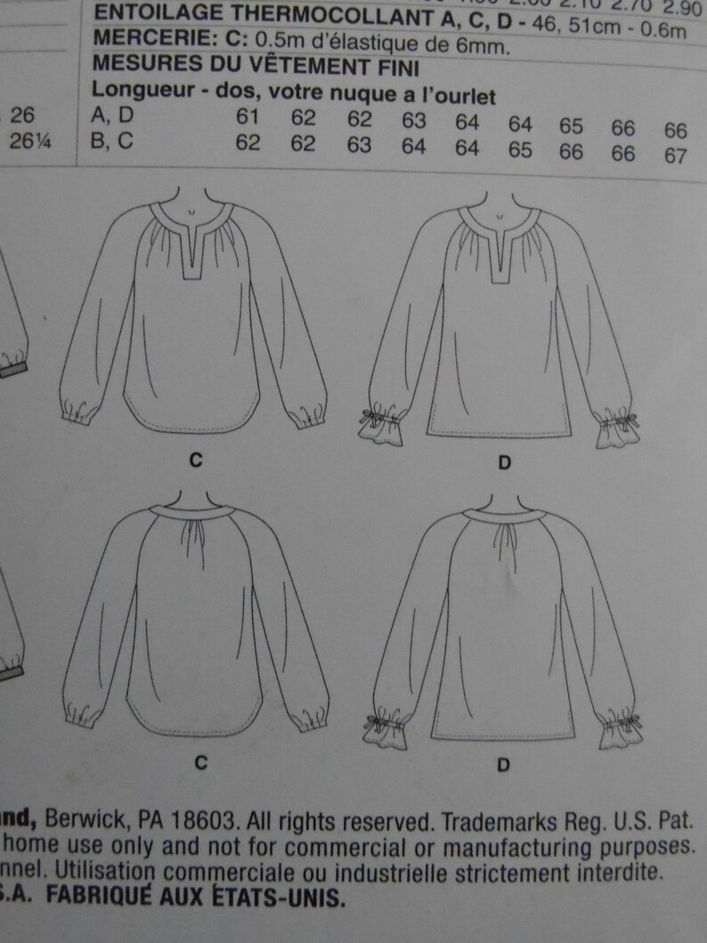 2018 Butterick B6632 Sewing Pattern Ladies Loose Fit Pullover Top Uncut ...