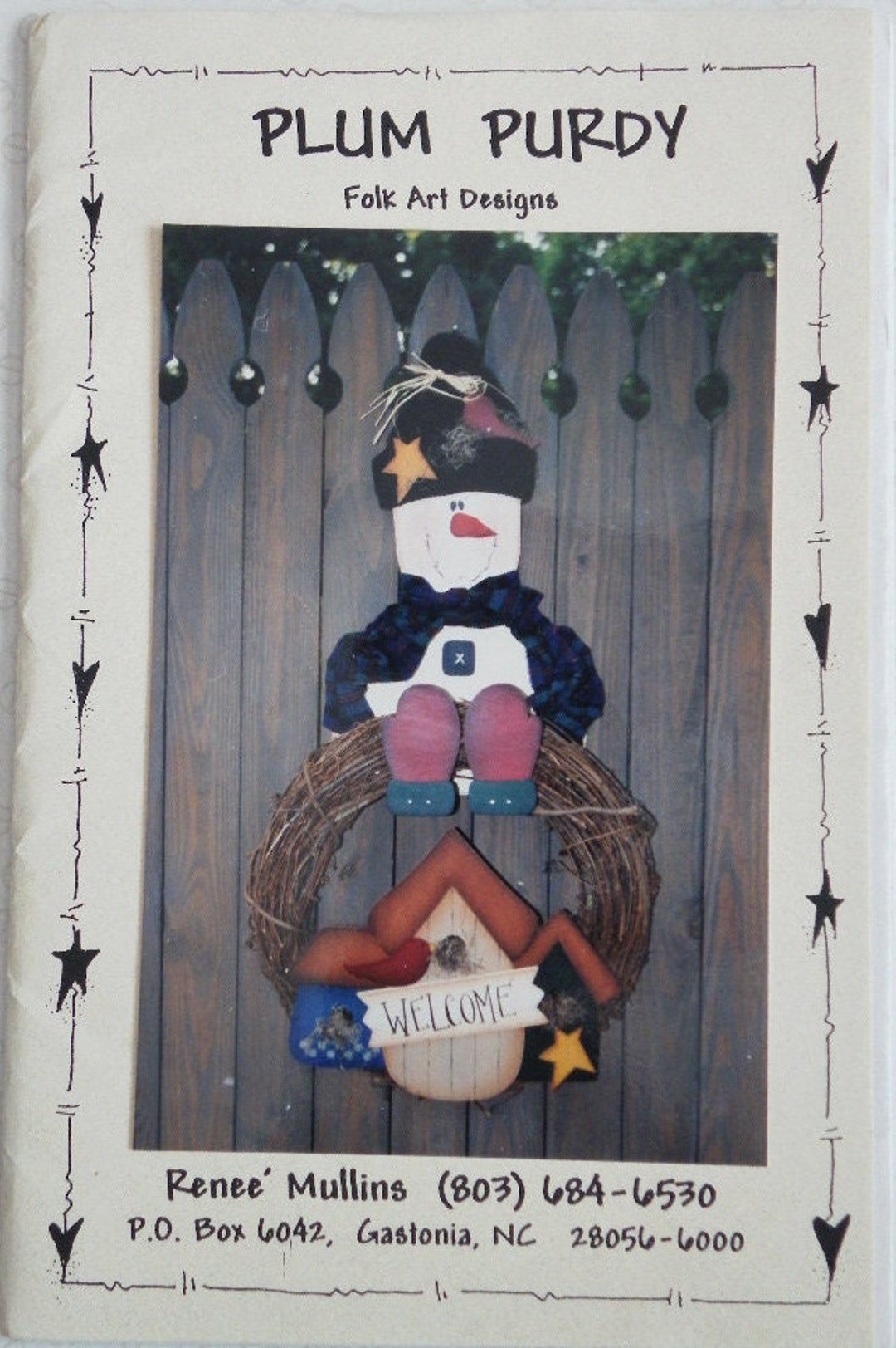 Plum Purdy Sewing Pattern Craft Folk Art Design Snowman Winter Wreath ...