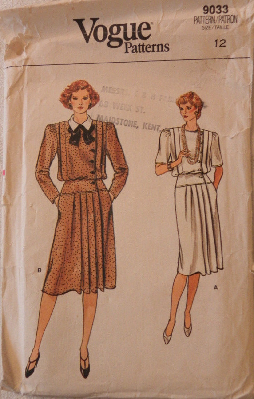 1980’s Vogue 9033 Sewing Pattern Ladies Blouson Bodice Tucks Yoke ...