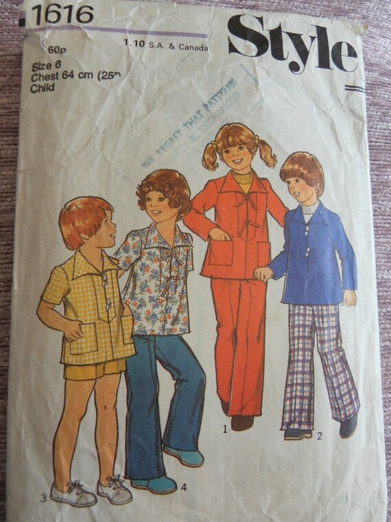 1976 Style 1616 Sewing Dress Pattern. Childs Trousers Shorts - Etsy