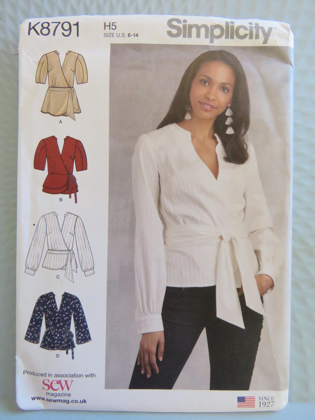 Simplicity K8791 Sewing Pattern Ladies Front Wrap Tops With Belt Uncut ...