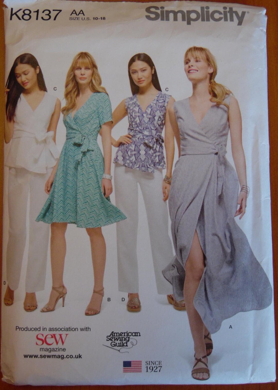 2016 Simplicity 8137 Sewing Pattern Ladies Wrap Over Dress Top Trousers Uncut Size US 10-18 ...