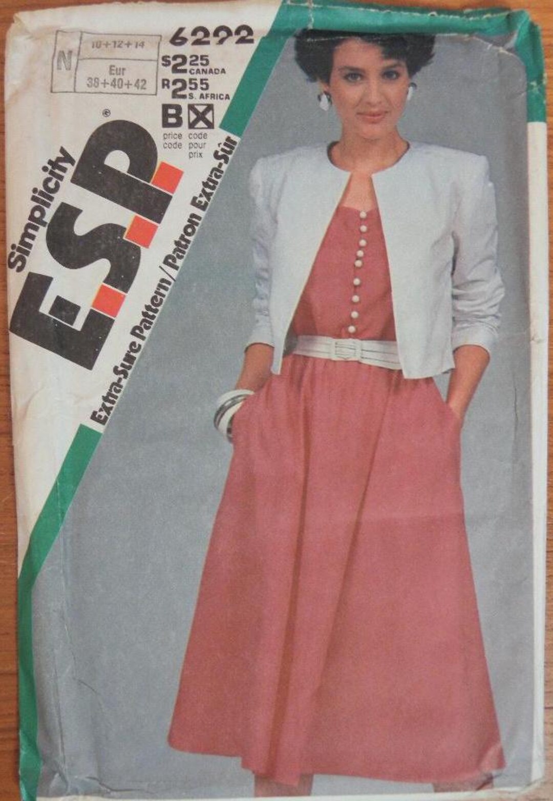1983 Simplicity 6292 Sewing Pattern Ladies Pullover Dress Jacket Uncut ...