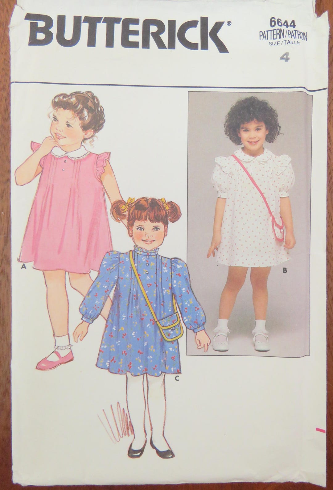Butterick 6644 Sewing Pattern Girls Child Loose Fit A Line Dress With ...