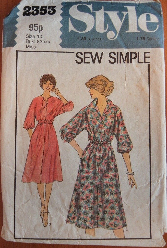 1978 Style 2353 Sewing Pattern Ladies Summer Dress Cut Size 10 Bust 32. ...