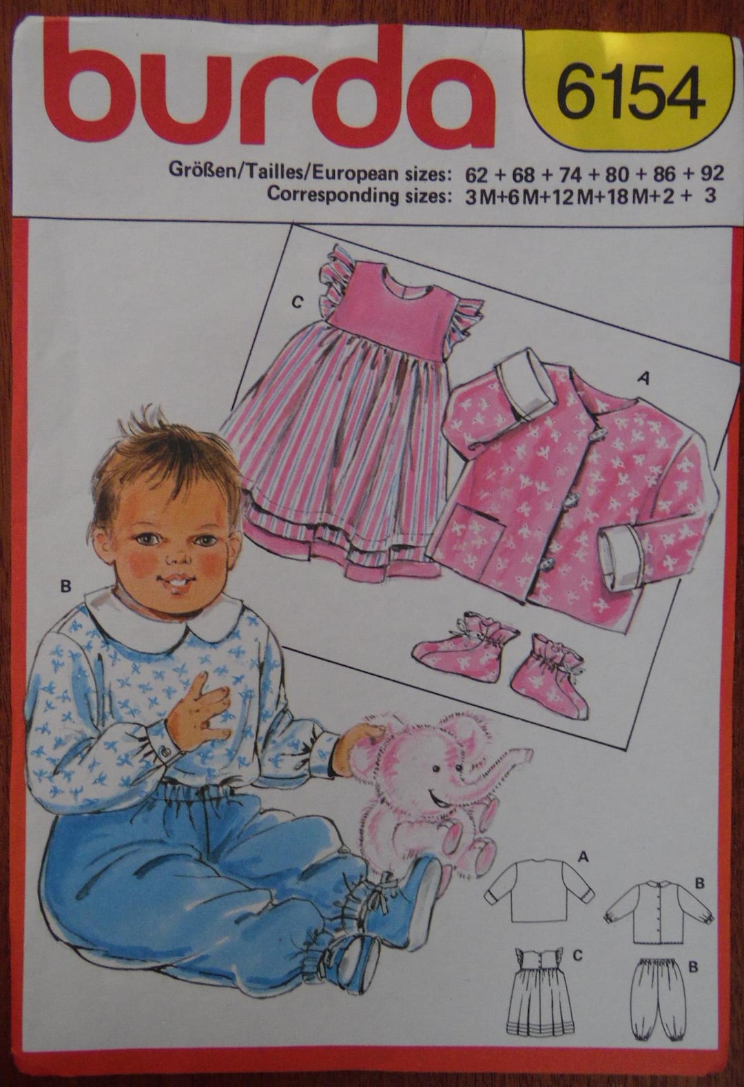 Burda 6154 Sewing Pattern Child Baby Toddler Dress Jacket Trousers Cut ...