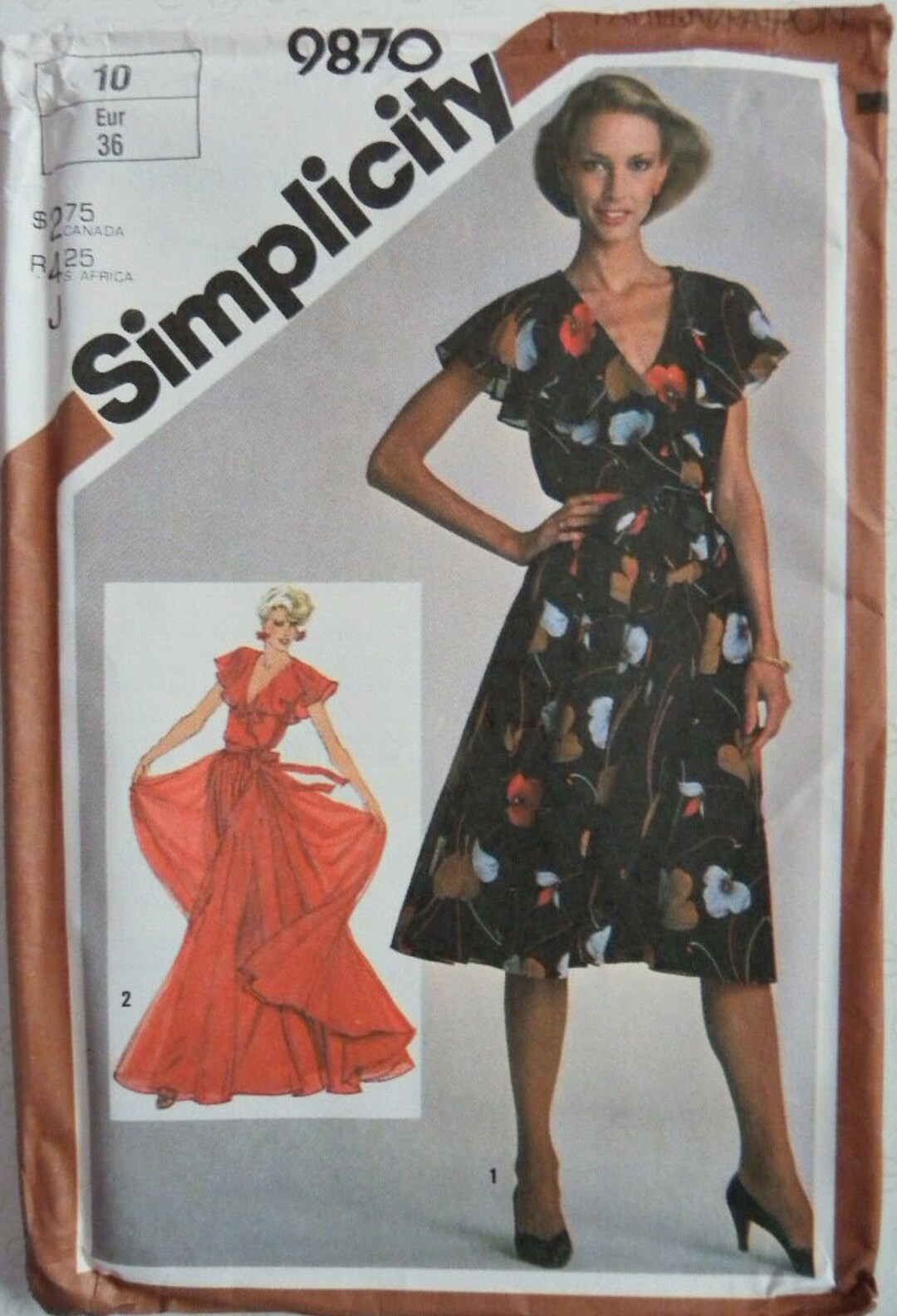 1980 Simplicity 9870 Sewing Pattern Ladies Sleeveless Dress Gathered ...
