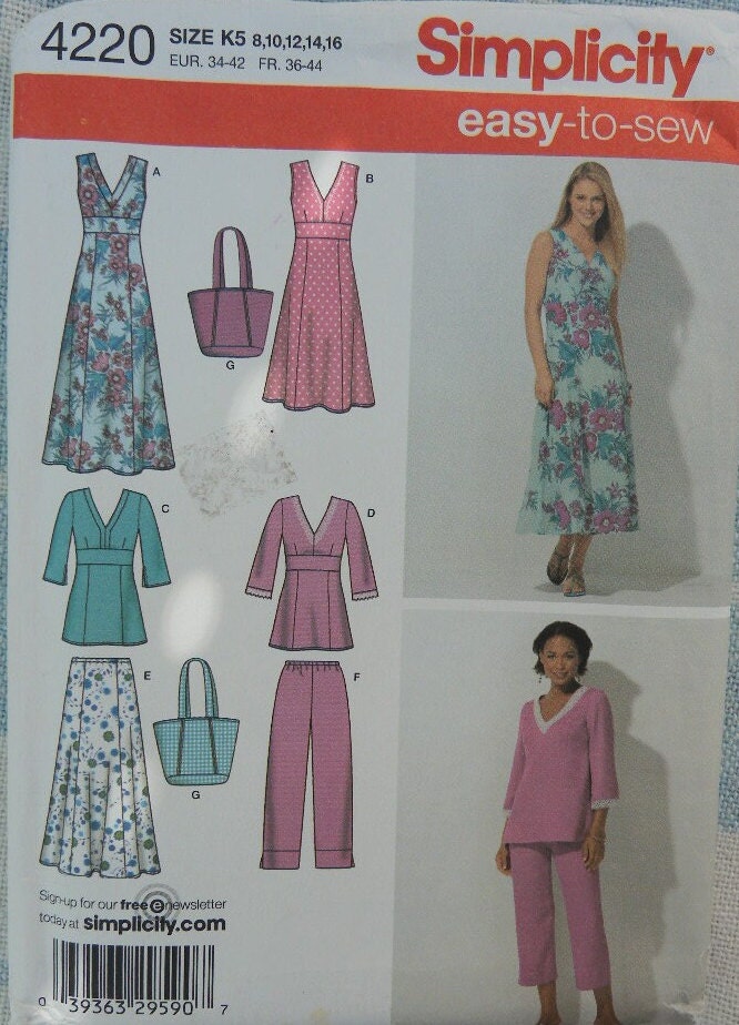 1996 Simplicity 4220 Sewing Pattern Ladies Pullover Dress - Etsy