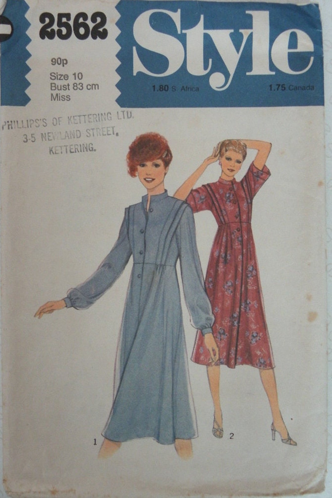 1979 Style 2562 Sewing Pattern Ladies Pullover Pleated Bodice Full ...