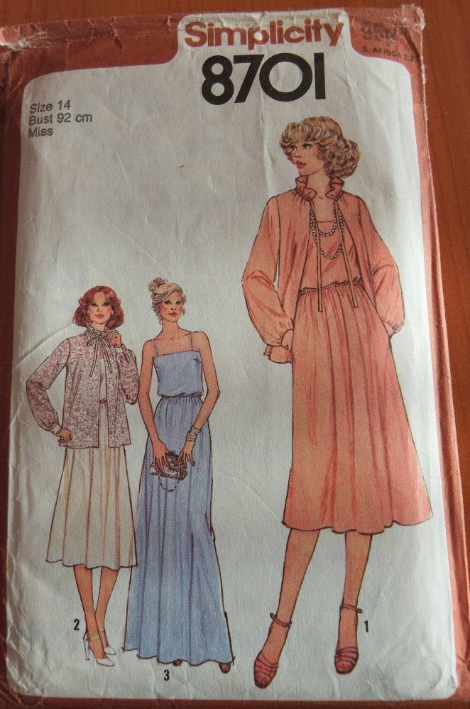 1978 Simplicity 8701 Sewing Pattern Ladies Evening Dress - Etsy
