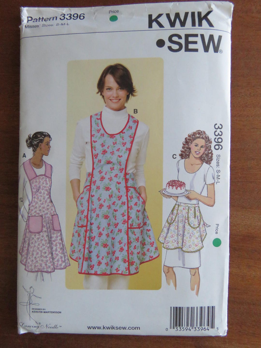 Kwik Sew 3396 Sewing Pattern Ladies Full Bib Apron Waist Tie Apron ...