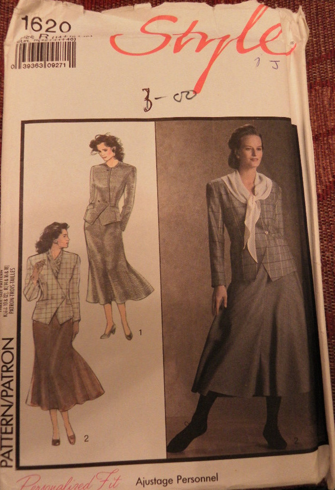 1988 Style 1620 Sewing Pattern Ladies Skirt Jacket Uncut Size 14-18 - Etsy