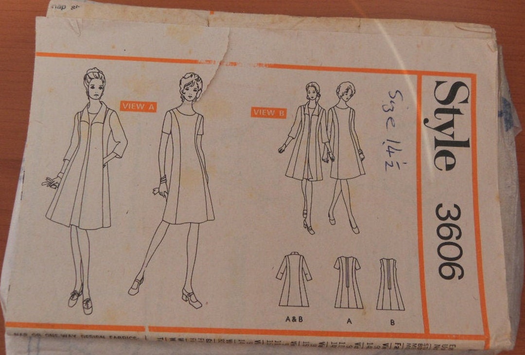 1960’s Style 3606 Sewing Pattern Ladies Dress Coat Size 14.5 Uncut No ...
