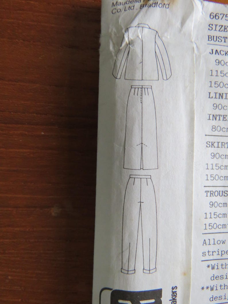 Maudella 6675 Sewing Pattern Ladies Box Jacket Trousers Slim Fit Skirt ...