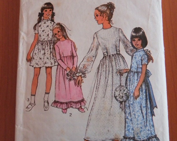 1972 Simplicity 5062 Sewing Pattern Girls Bridesmaid Party Frock Dress ...
