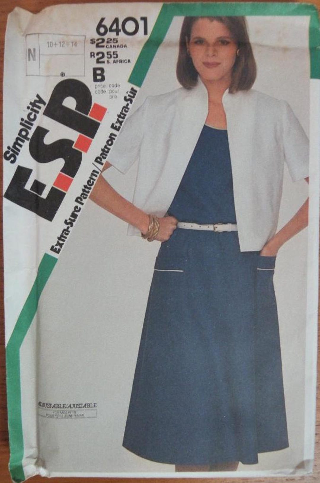 1984 Simplicity 6401 Sewing Pattern Ladies Pullover Dress Jacket Uncut ...