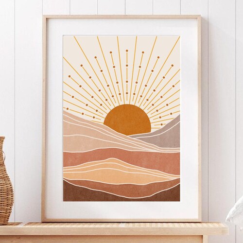 Mid Century Modern Abstract Sun Rays Art Print Bursting Sun - Etsy