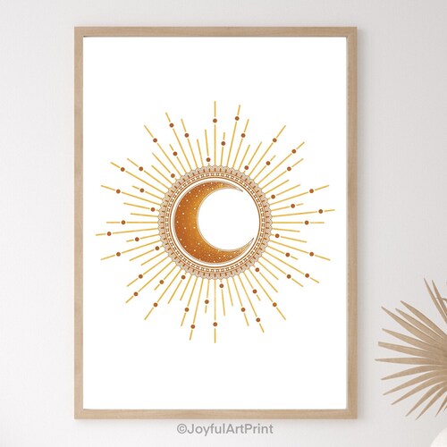 Rising Sun Wall Art Boho Wall Art Decor Mid Century Modern - Etsy