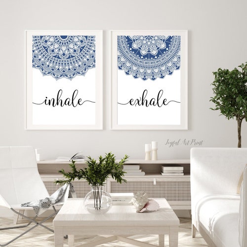 Set of 2 Beige Inhale Exhale Mandala Art Prints Great for Boho - Etsy