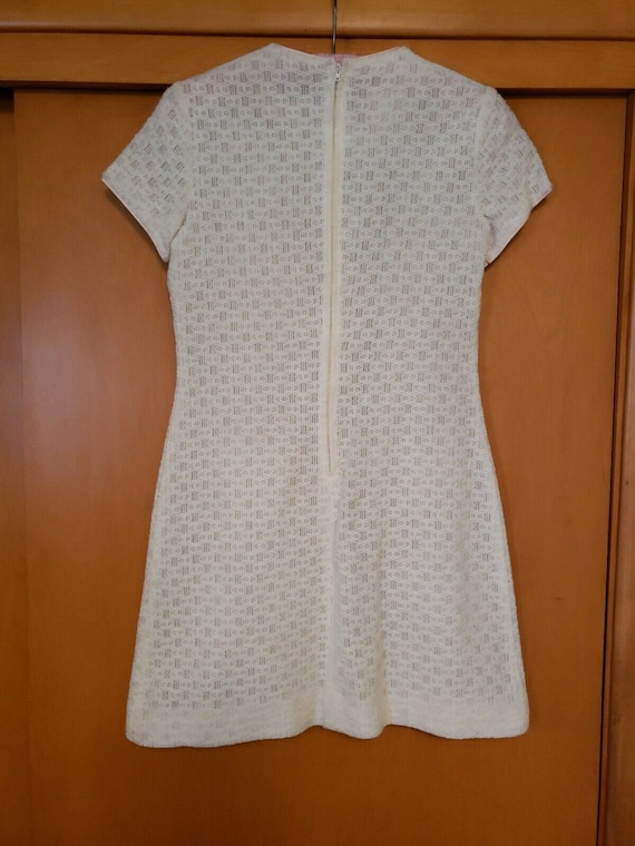 vintage 1960s white go-go dress pink trim rhinestones… - Gem