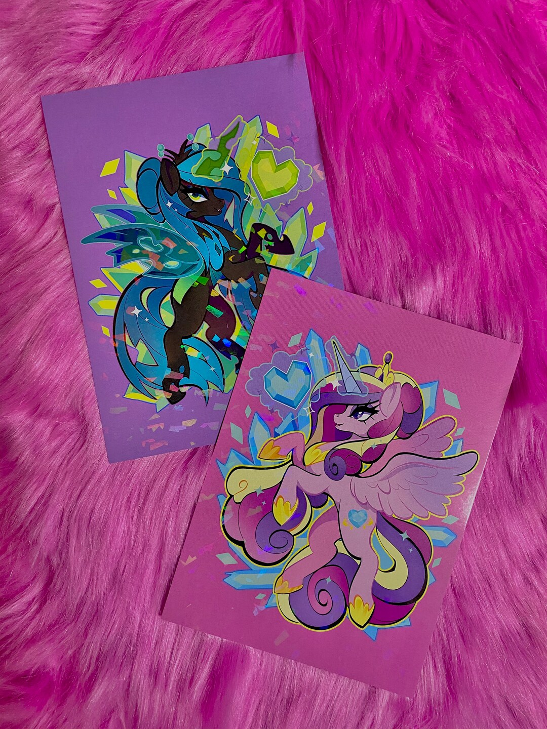 5 X 7 MLP Chrysalis and Cadance Holographic Mini Print - Etsy