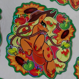3.5 X 3.5 Holographic Applejack Vinyl Sticker - Etsy