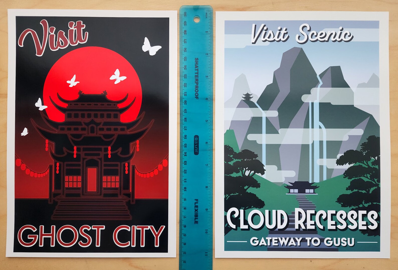 Retro Travel Poster Mini Prints: Cloud Recesses, Burial Mounds, Ghost ...